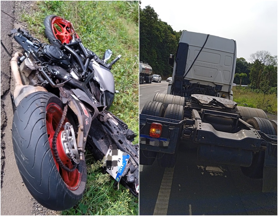 Motociclista é socorrido com lesões graves após acidente com caminhão ...